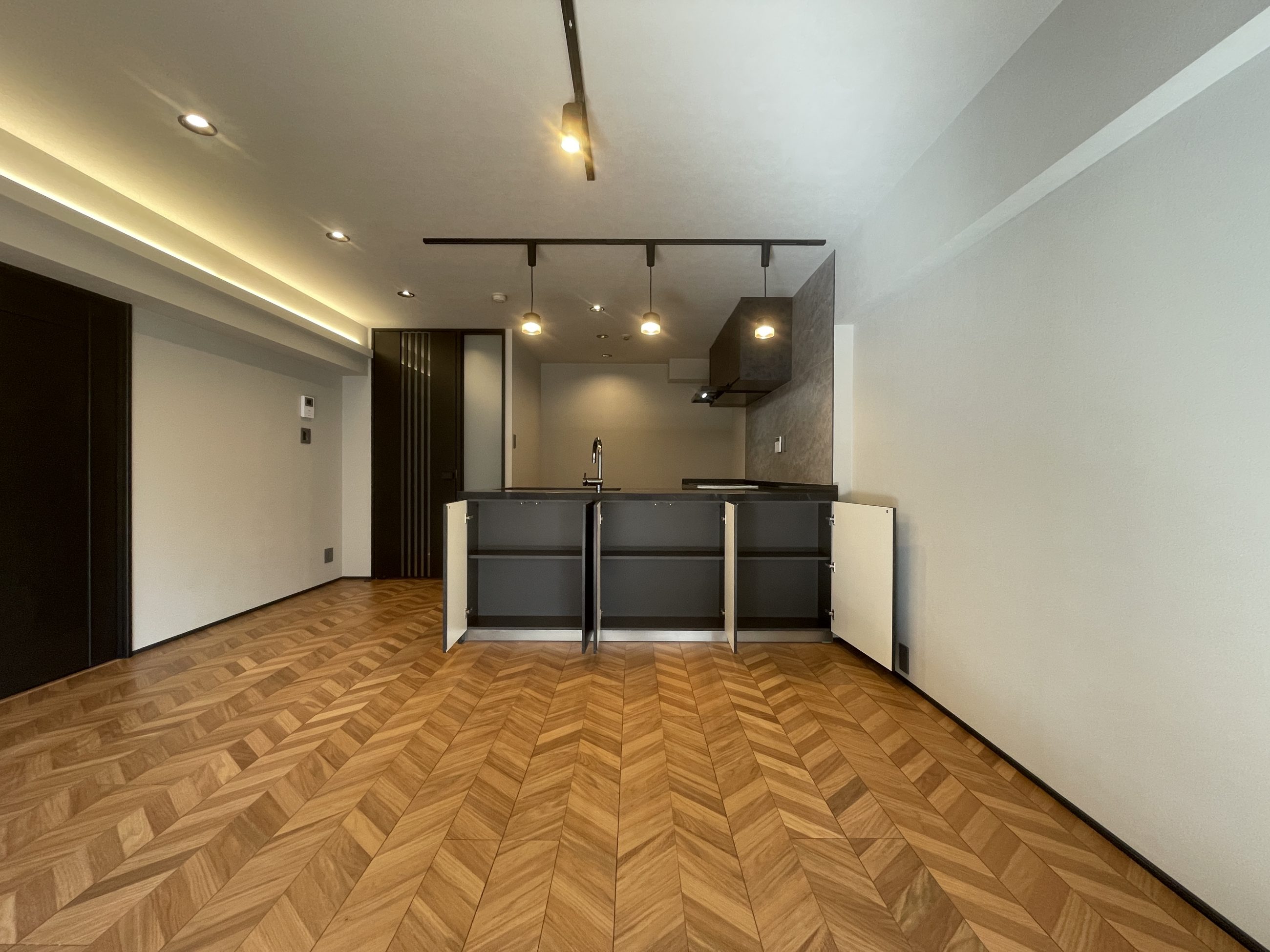 乃木坂 築60年の73m2の4DKをヘリンボーン床、クリア3枚引き戸、L字キッチンで人気の3LDKにフルリノベーション【港区 築60年 マンションリノベーション事例】eims（エイムズ ...